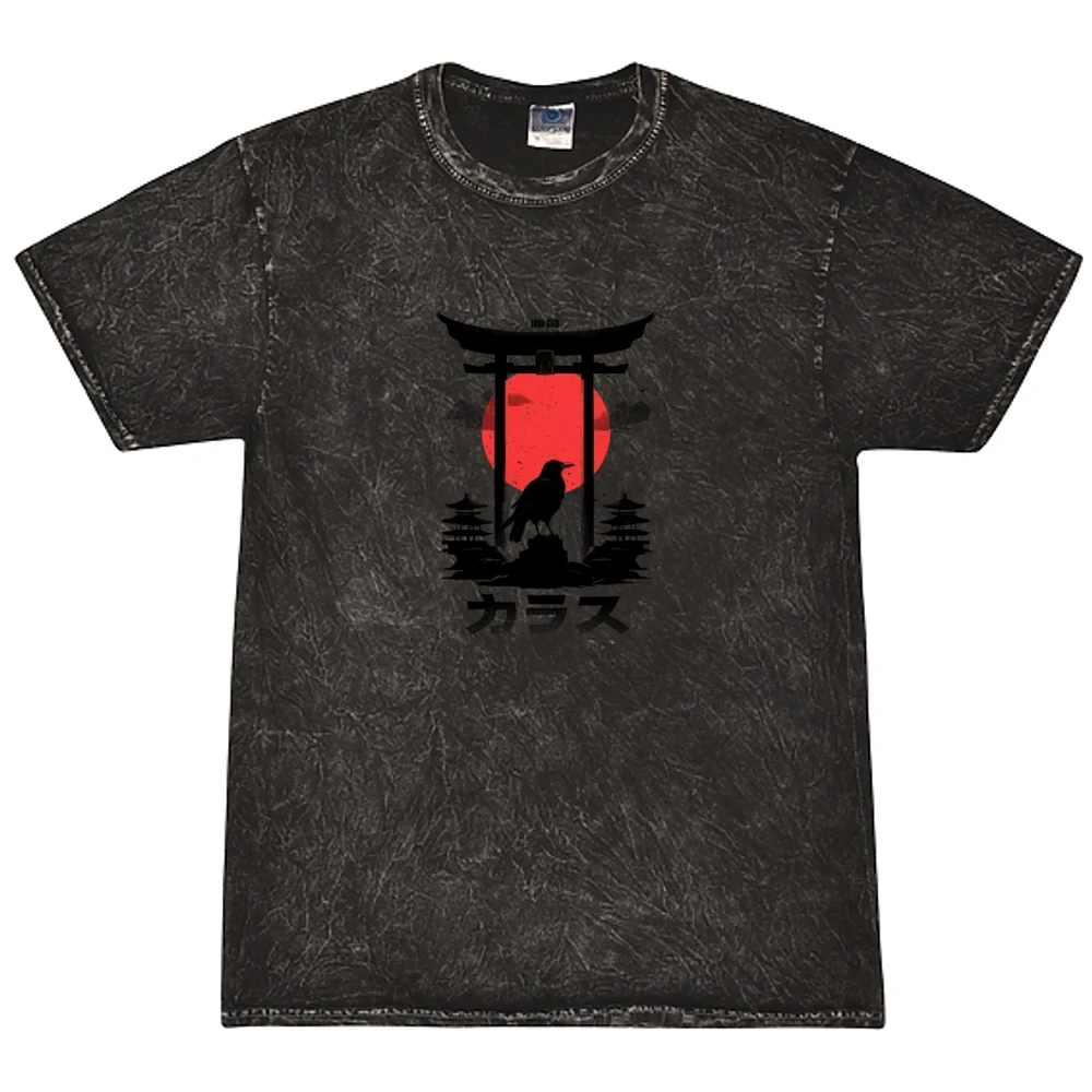Japanese Red Rising Sun Raven Torii Gate Shinto Wash T-Shirt | idreamshirt